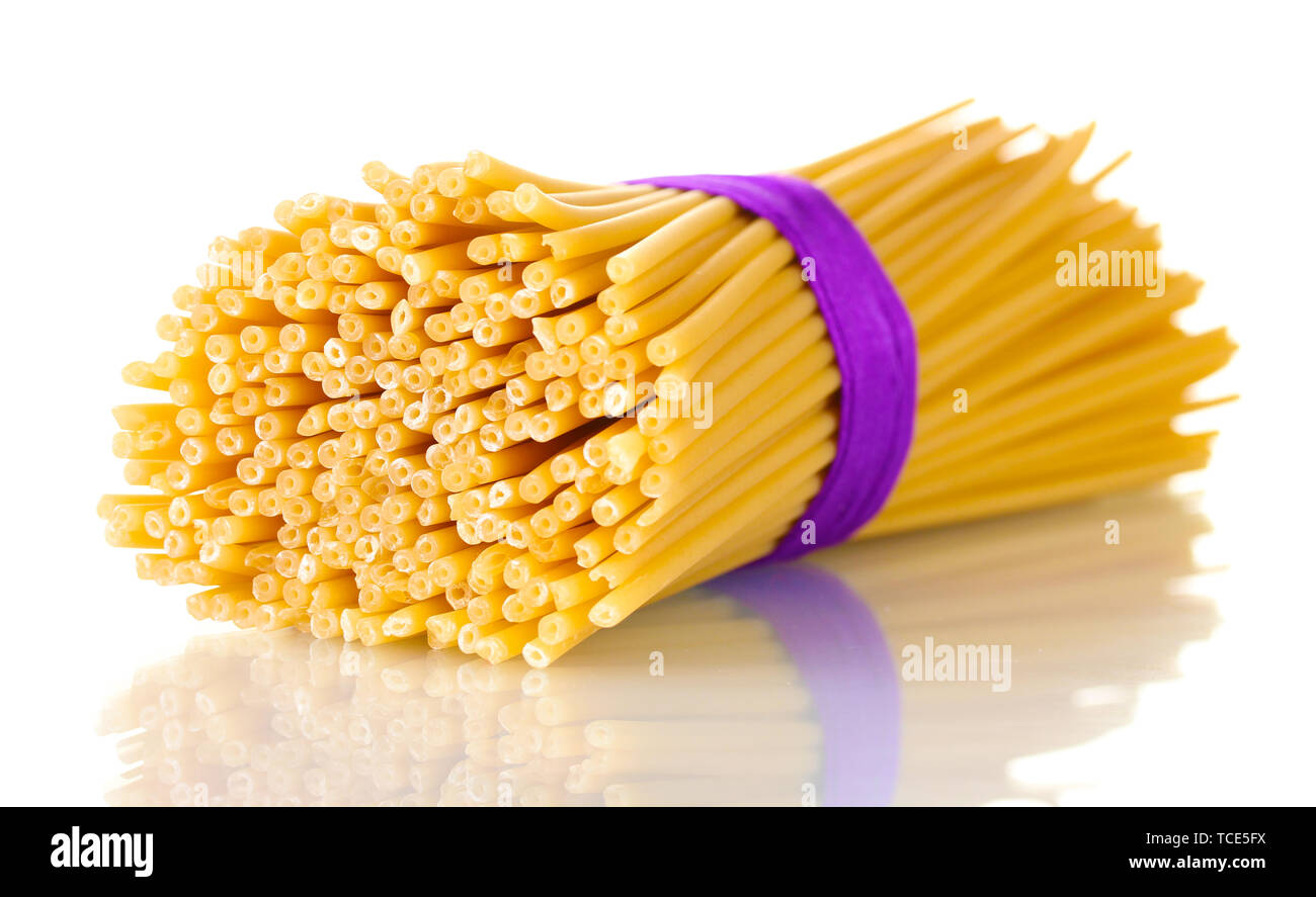 Bunch of spaghetti with ribbon isolated on white Stock Photo - Alamy
