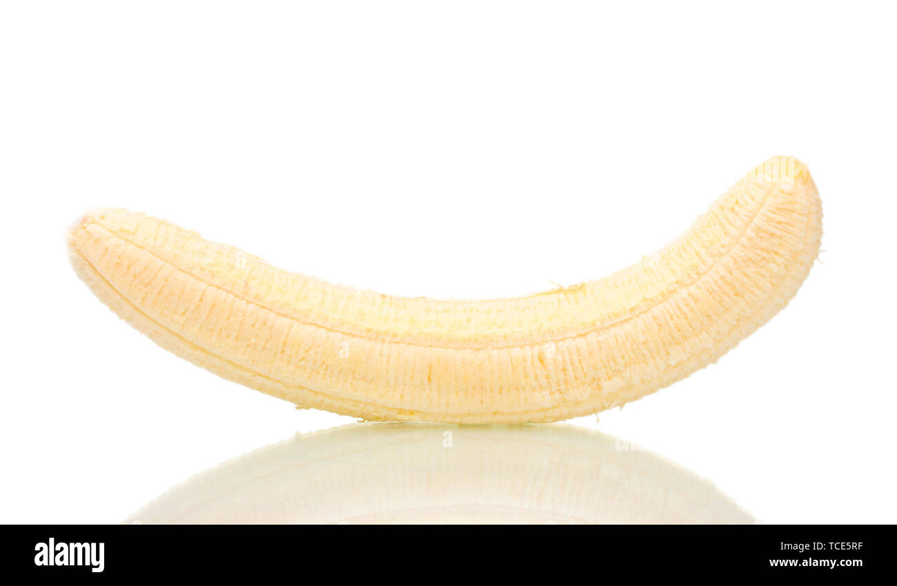 open banana isolated on white Stock Photo - Alamy