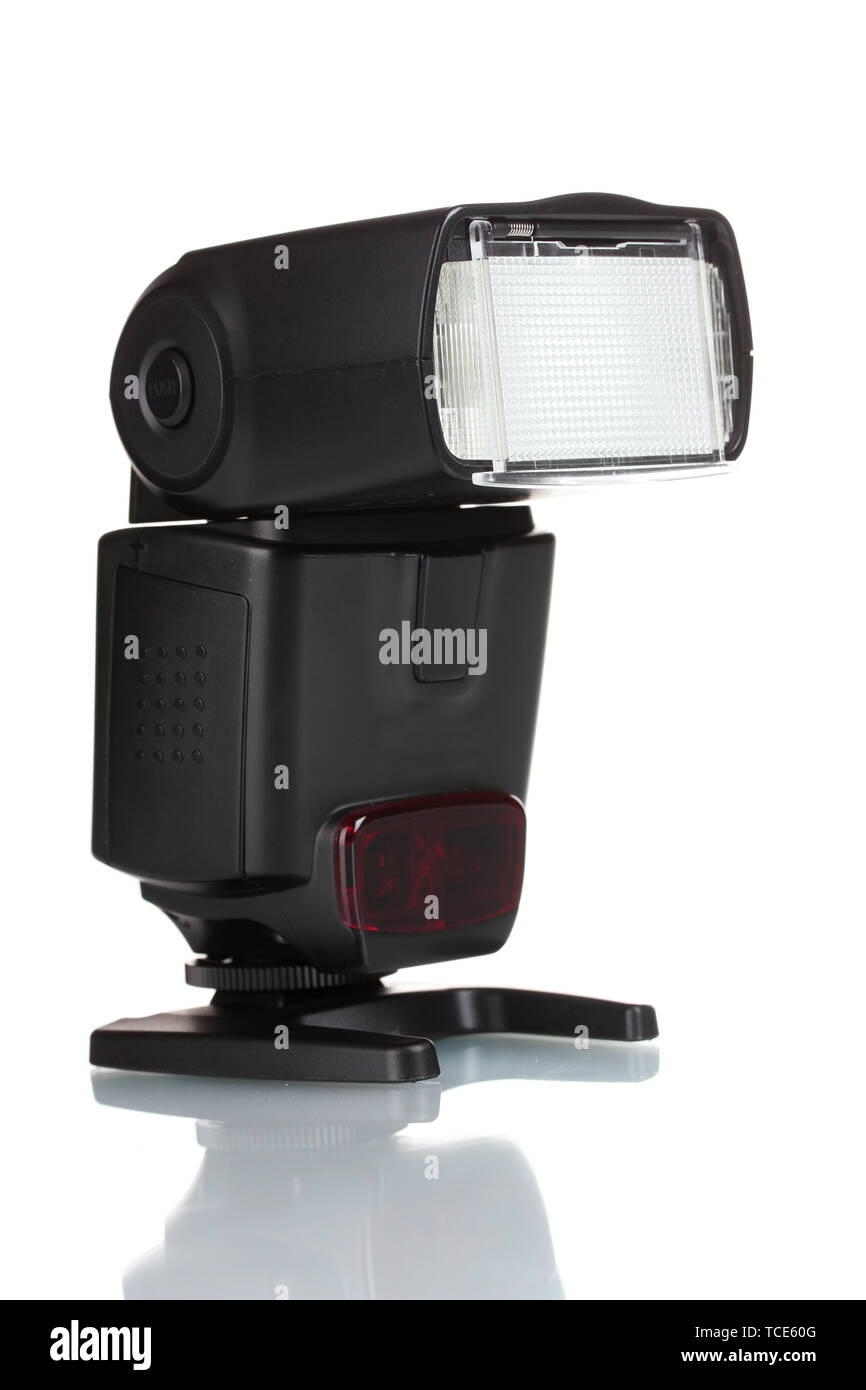 Camera flash isolated on white Stock Photo - Alamy