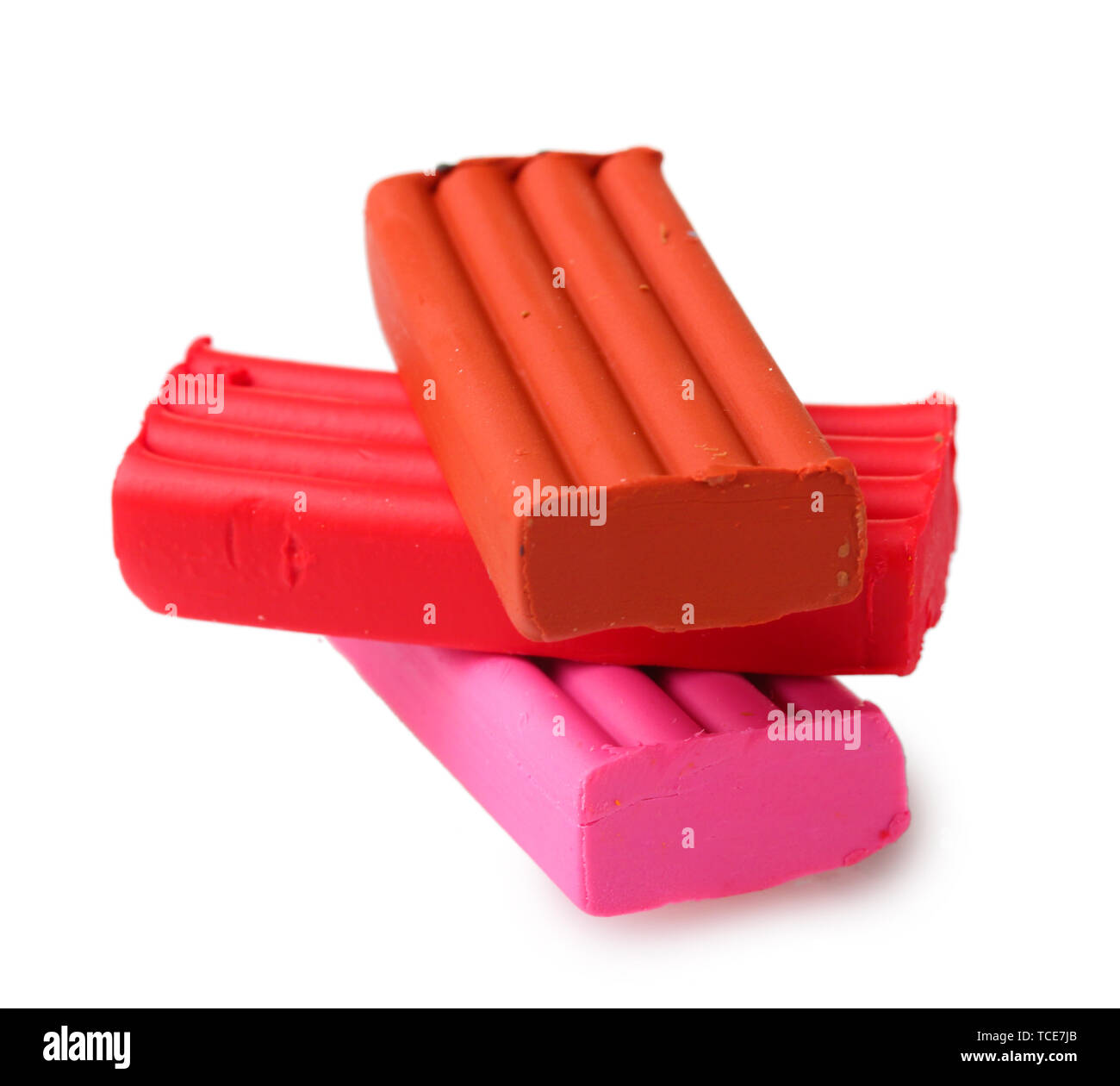 Children bright pink and red plasticine isolated on white Stock Photo ...