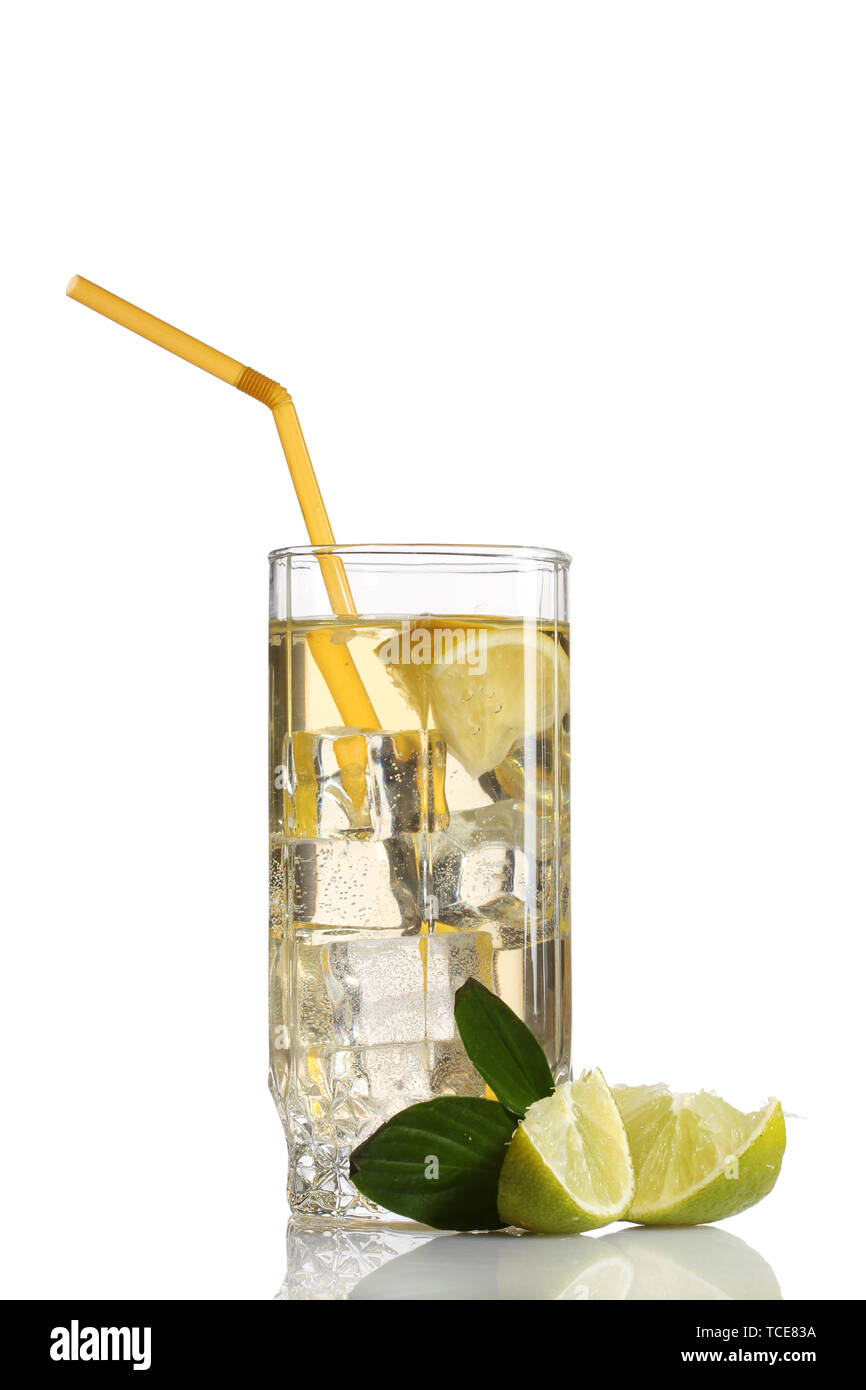cold fresh lemonade isolated on white Stock Photo - Alamy