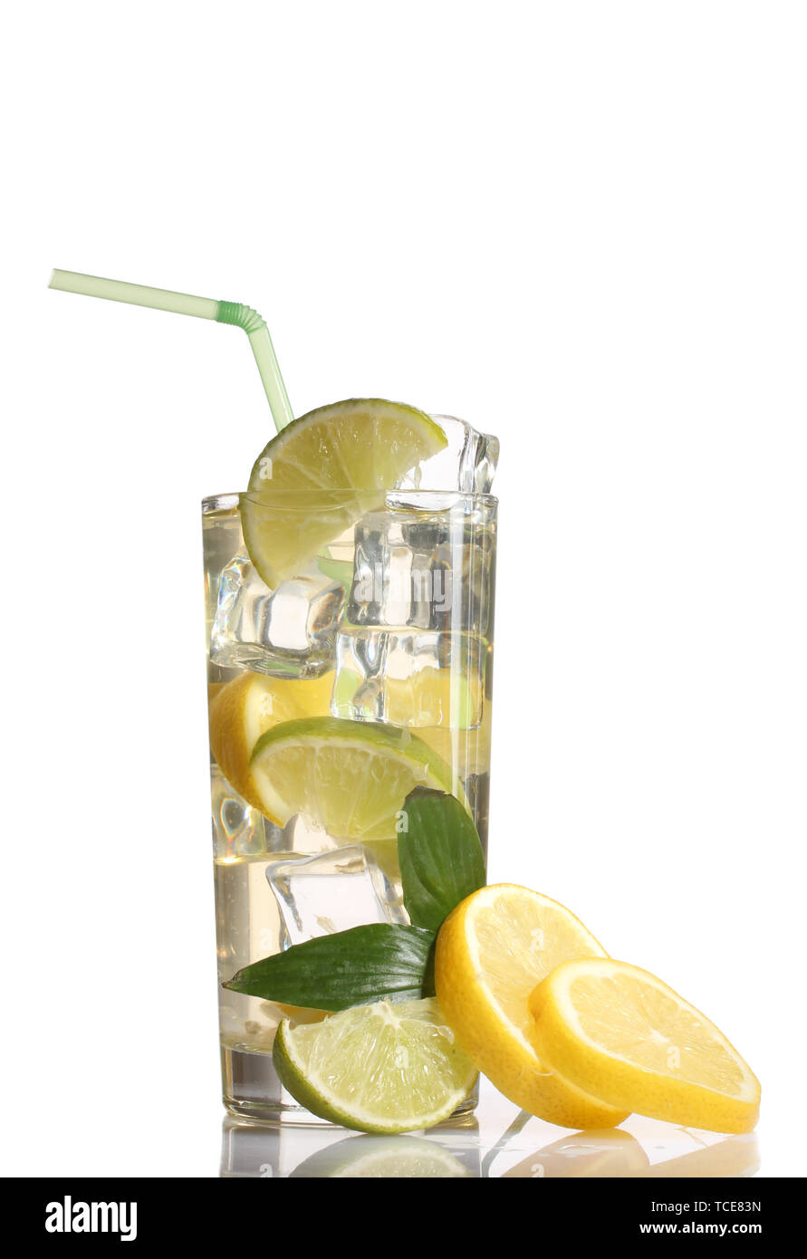 cold fresh lemonade isolated on white Stock Photo - Alamy
