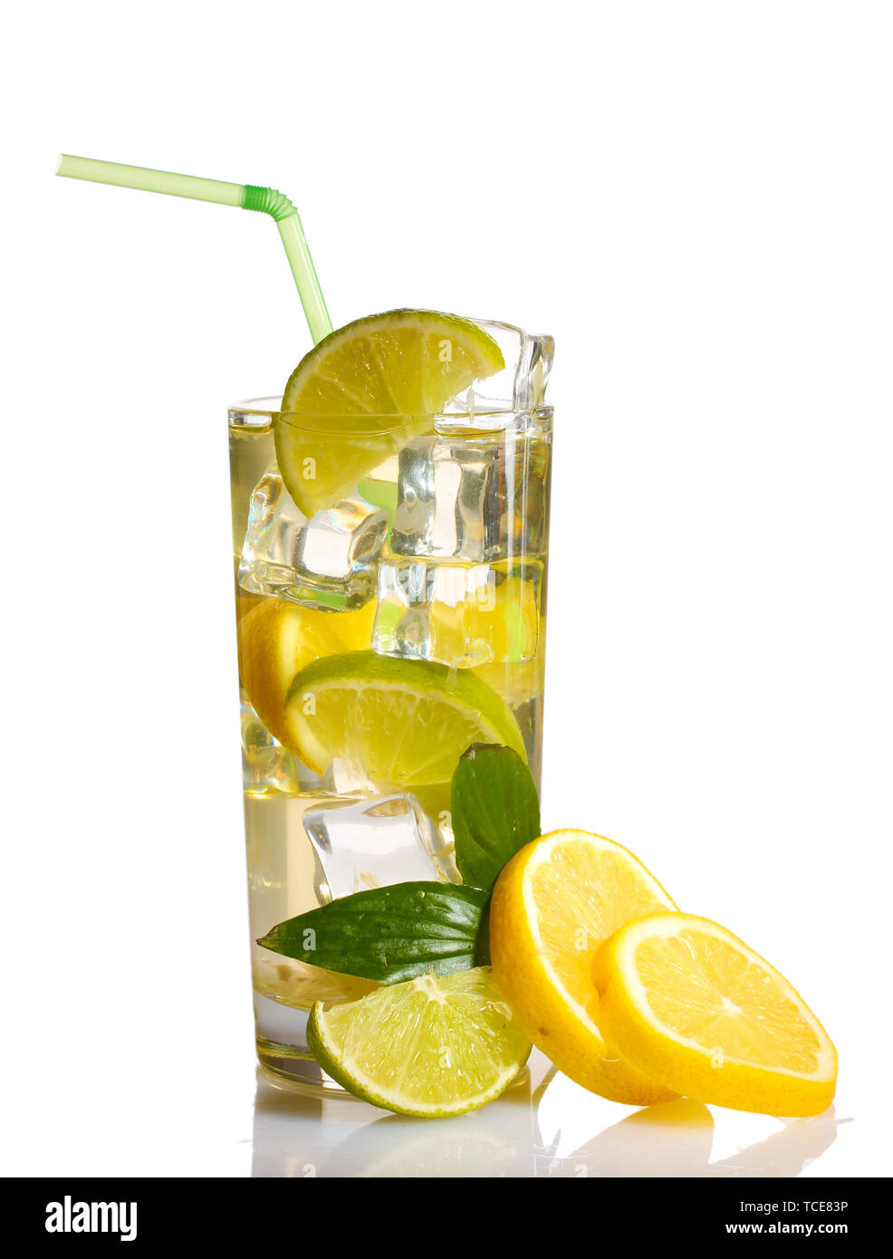 cold fresh lemonade isolated on white Stock Photo - Alamy