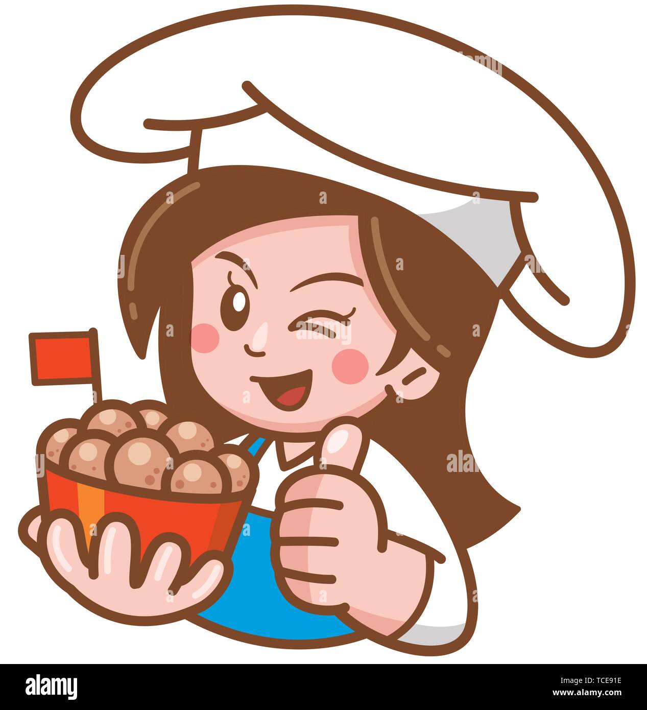 Vector illustration of Cartoon Female presenting food Stock Vector ...