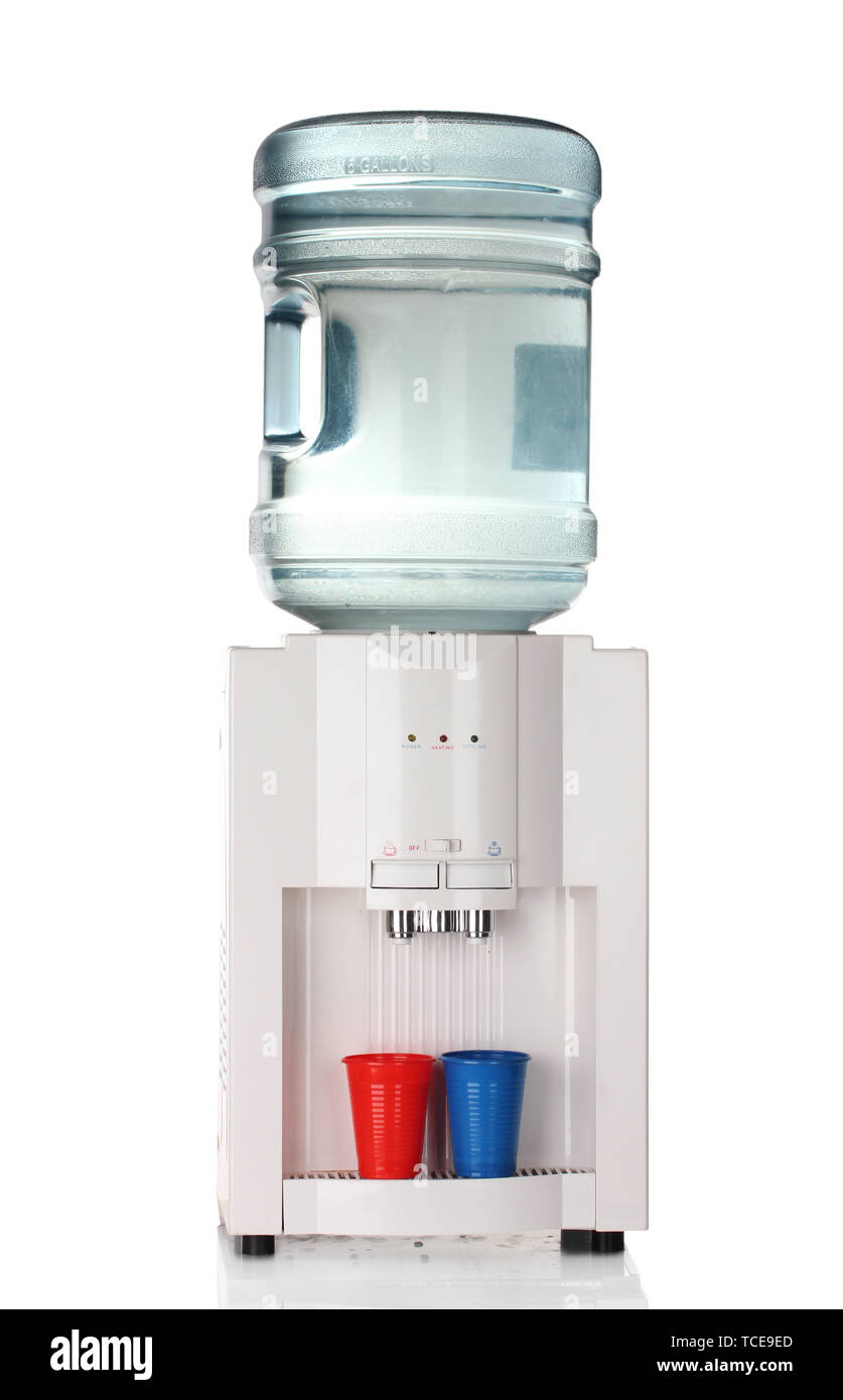 Electric water cooler isolated on white Stock Photo - Alamy