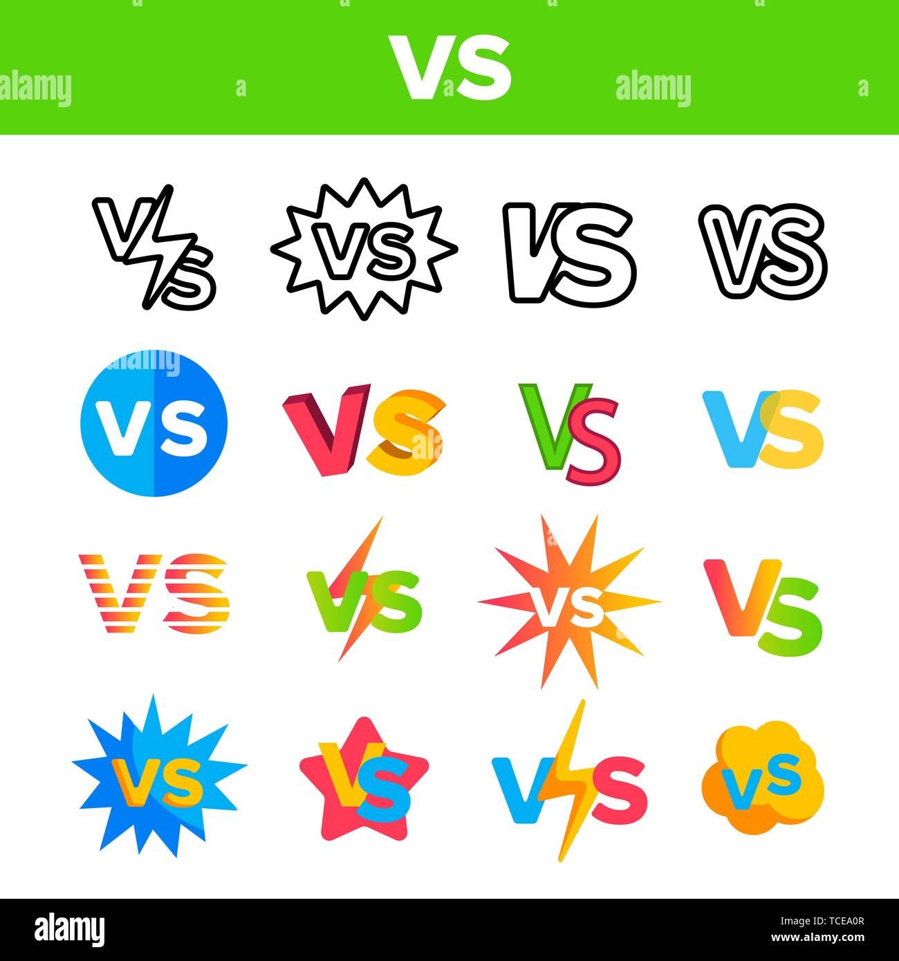 VS Abbreviation, Versus Vector Color Icons Set Stock Vector Image & Art ...