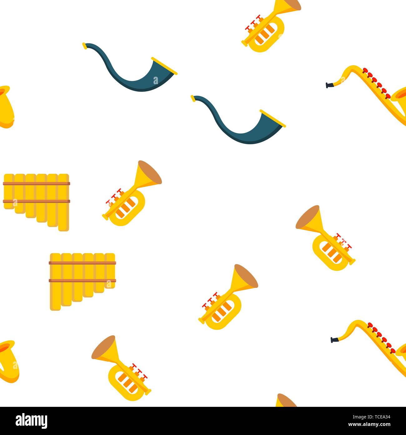 Wind Musical Instruments Vector Seamless Pattern Stock Vector Image ...
