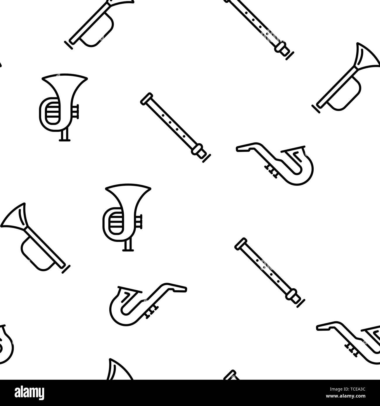 Wind Musical Instruments Vector Seamless Pattern Stock Vector Image ...