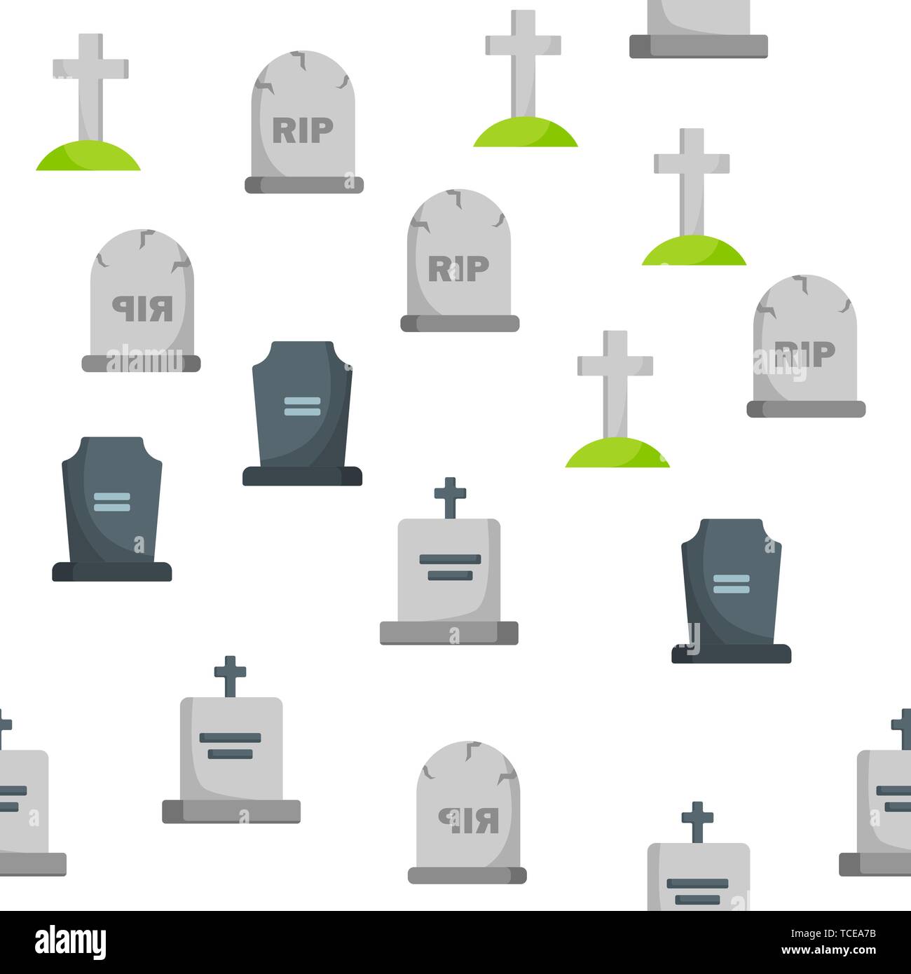 Headstone, Gravestone, Tombstone Vector Seamless Pattern Stock Vector ...