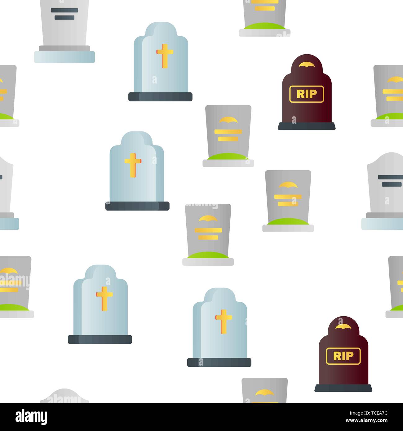 Headstone, Gravestone, Tombstone Vector Seamless Pattern Stock Vector ...