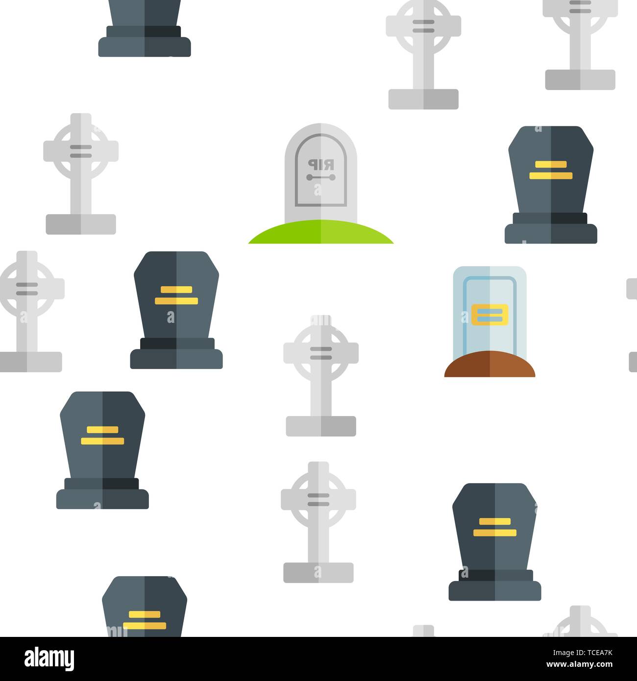 Headstone, Gravestone, Tombstone Vector Seamless Pattern Stock Vector ...