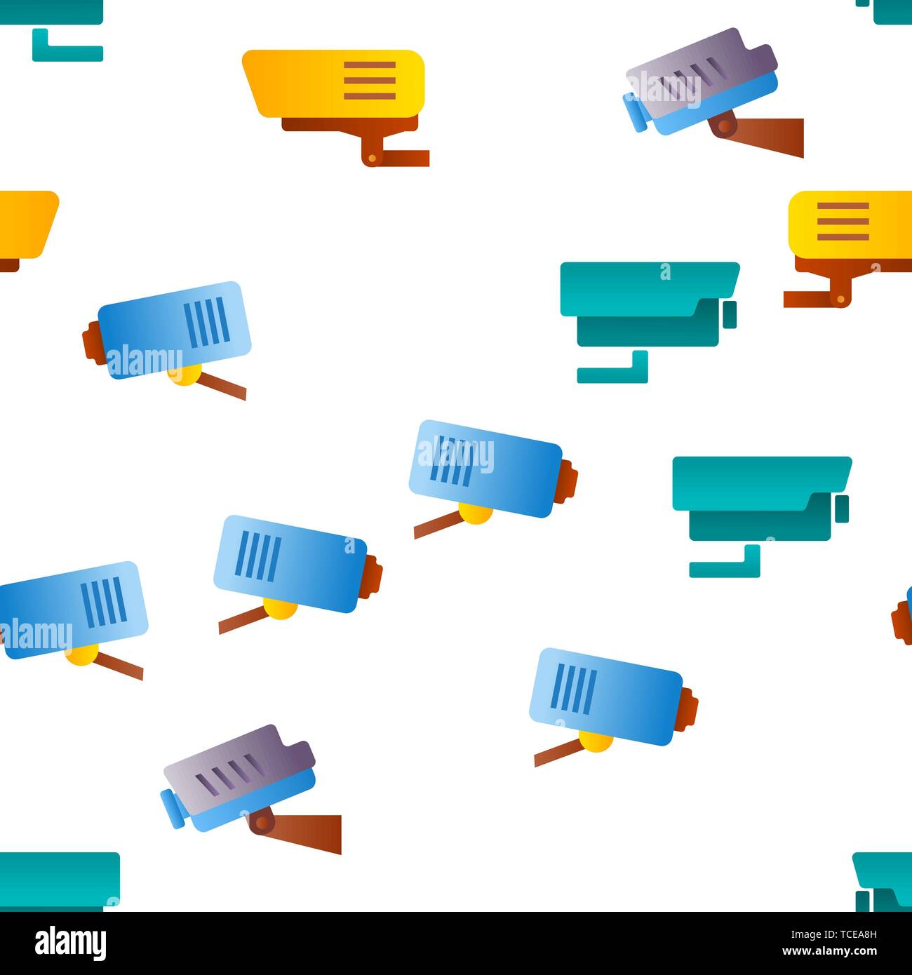 Modern Security Cameras Vector Seamless Pattern Stock Vector Image ...