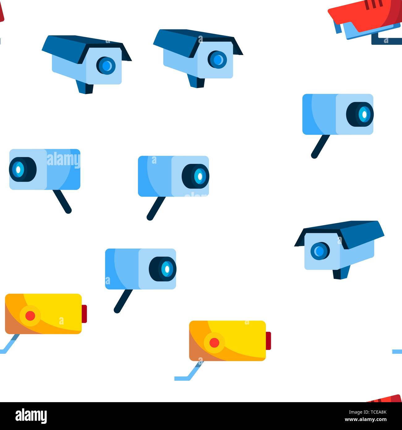 Modern Security Cameras Vector Seamless Pattern Stock Vector Image ...