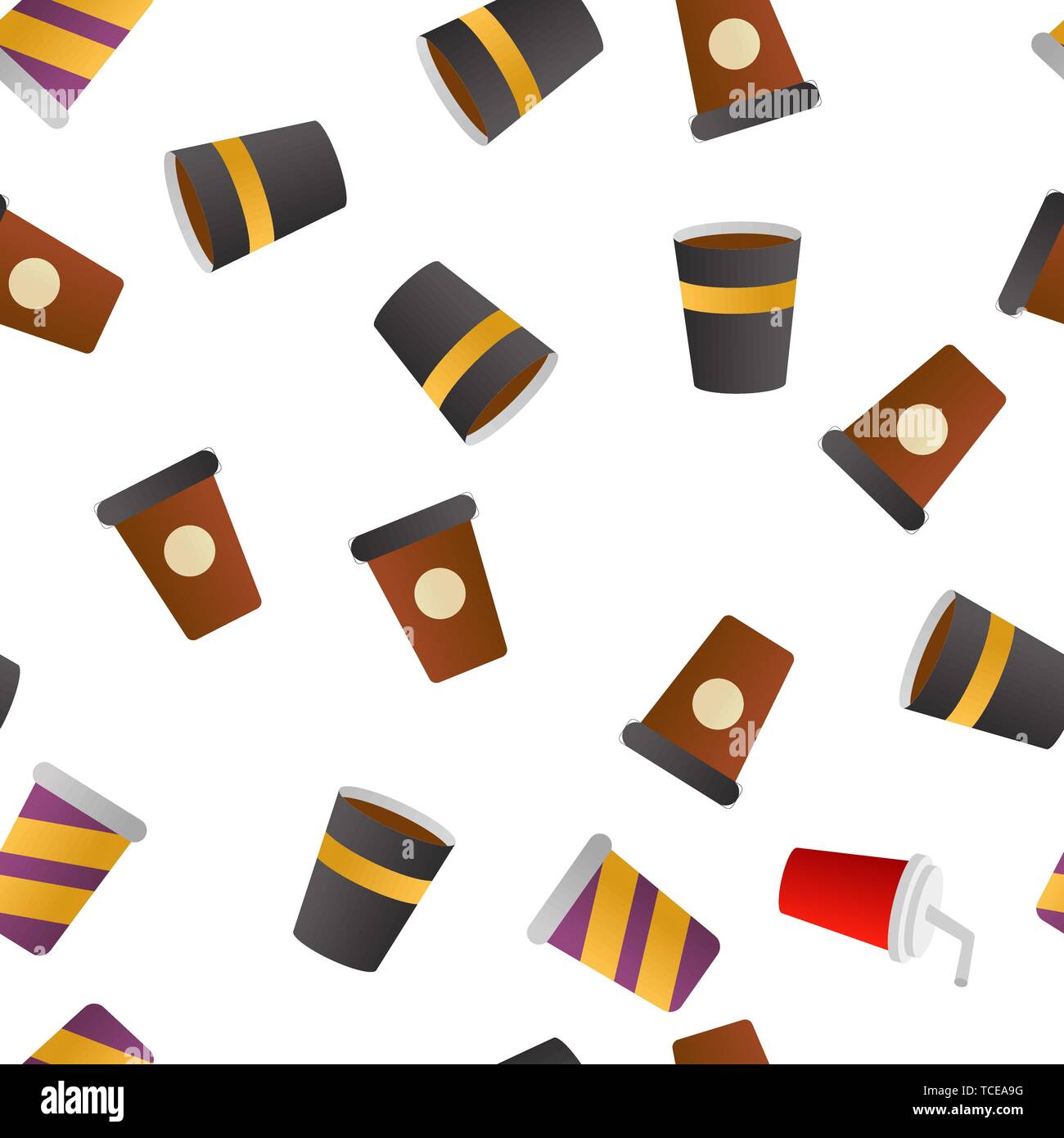 Disposable Plastic Cup Linear Vector Seamless Pattern Stock Vector ...