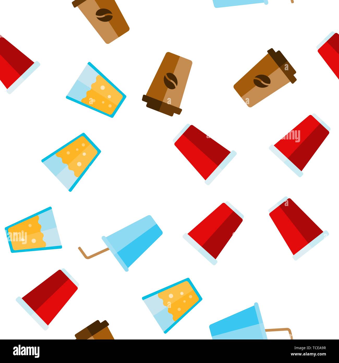 Disposable Plastic Cup Linear Vector Seamless Pattern Stock Vector ...