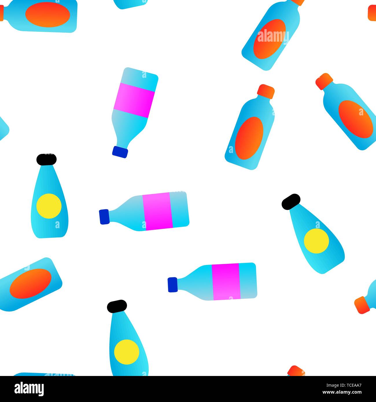 Plastic Water Bottle Linear Vector Seamless Pattern Stock Vector Image ...