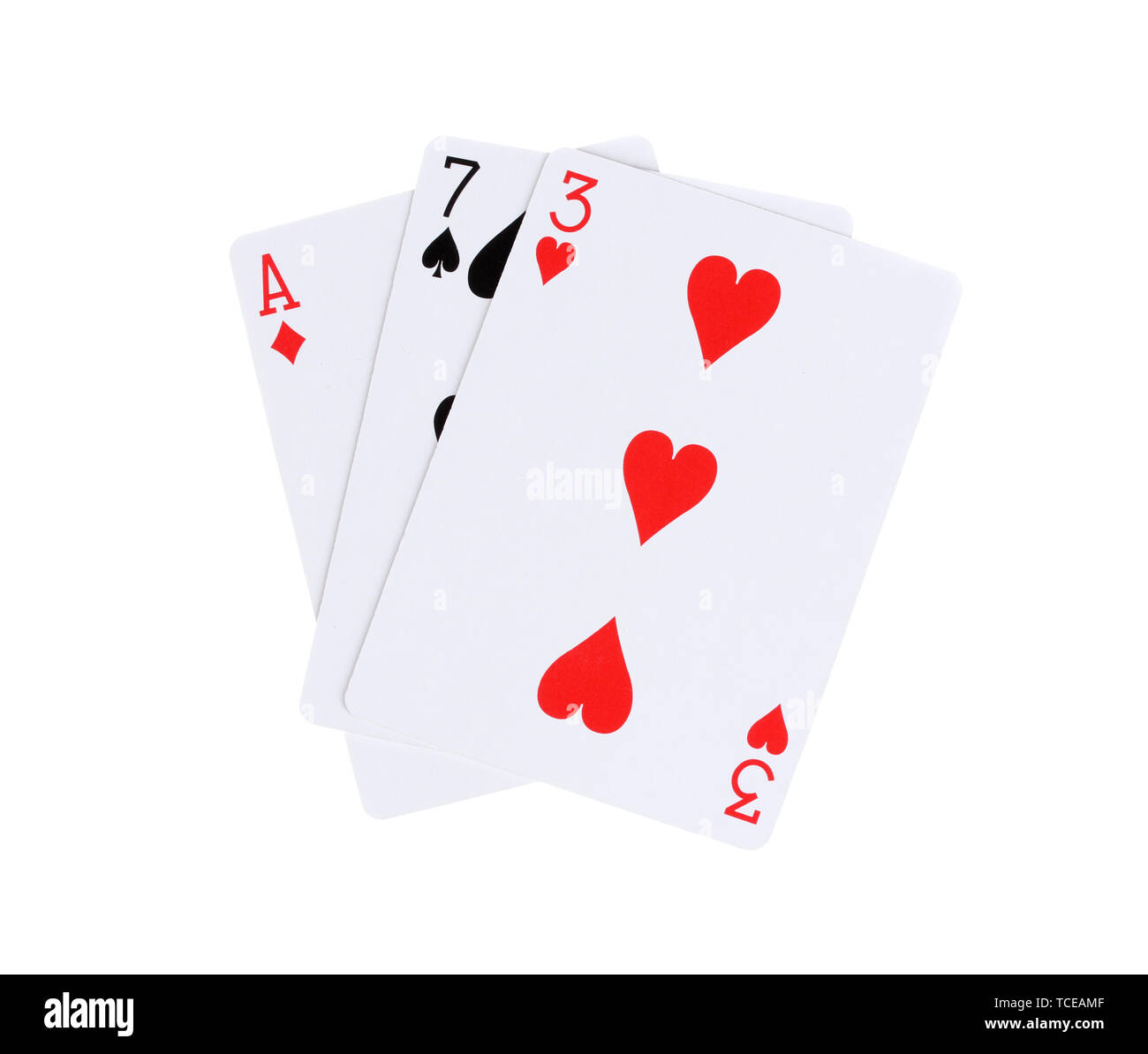 Three cards isolated on white Stock Photo - Alamy