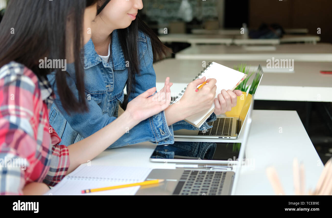 girl teenager studying with computer laptop. college high school ...
