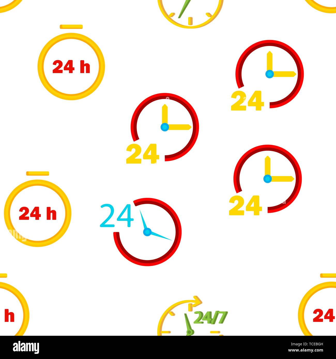 24 Hours, Clock, Time Vector Seamless Pattern Stock Vector Image & Art ...