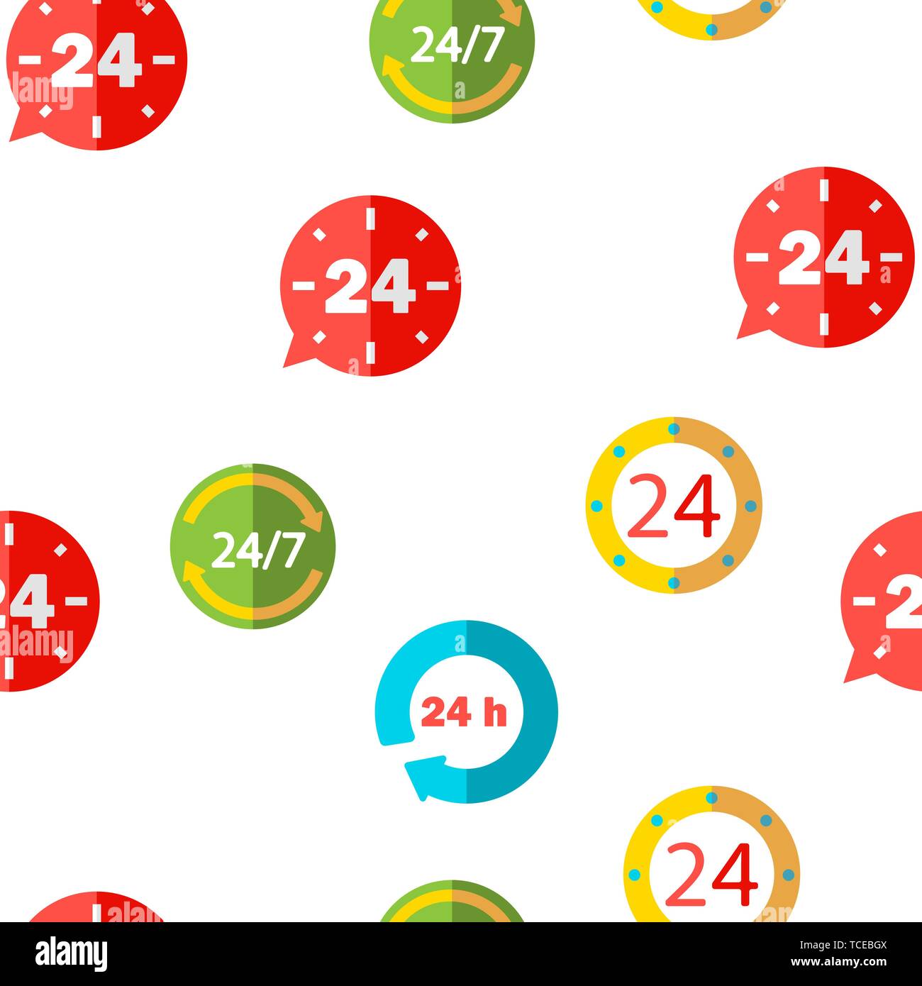 24 Hours, Clock, Time Vector Seamless Pattern Stock Vector Image & Art ...