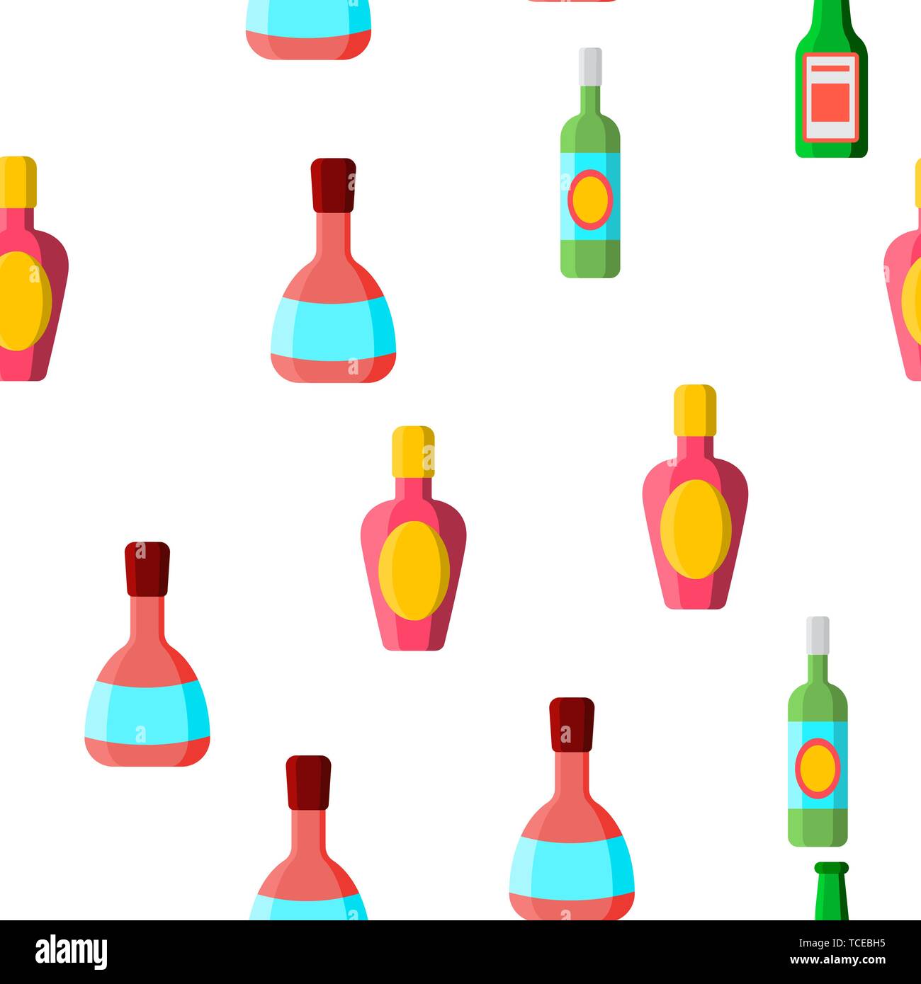 Glass Bottles Linear Vector Seamless Pattern Stock Vector Image & Art ...