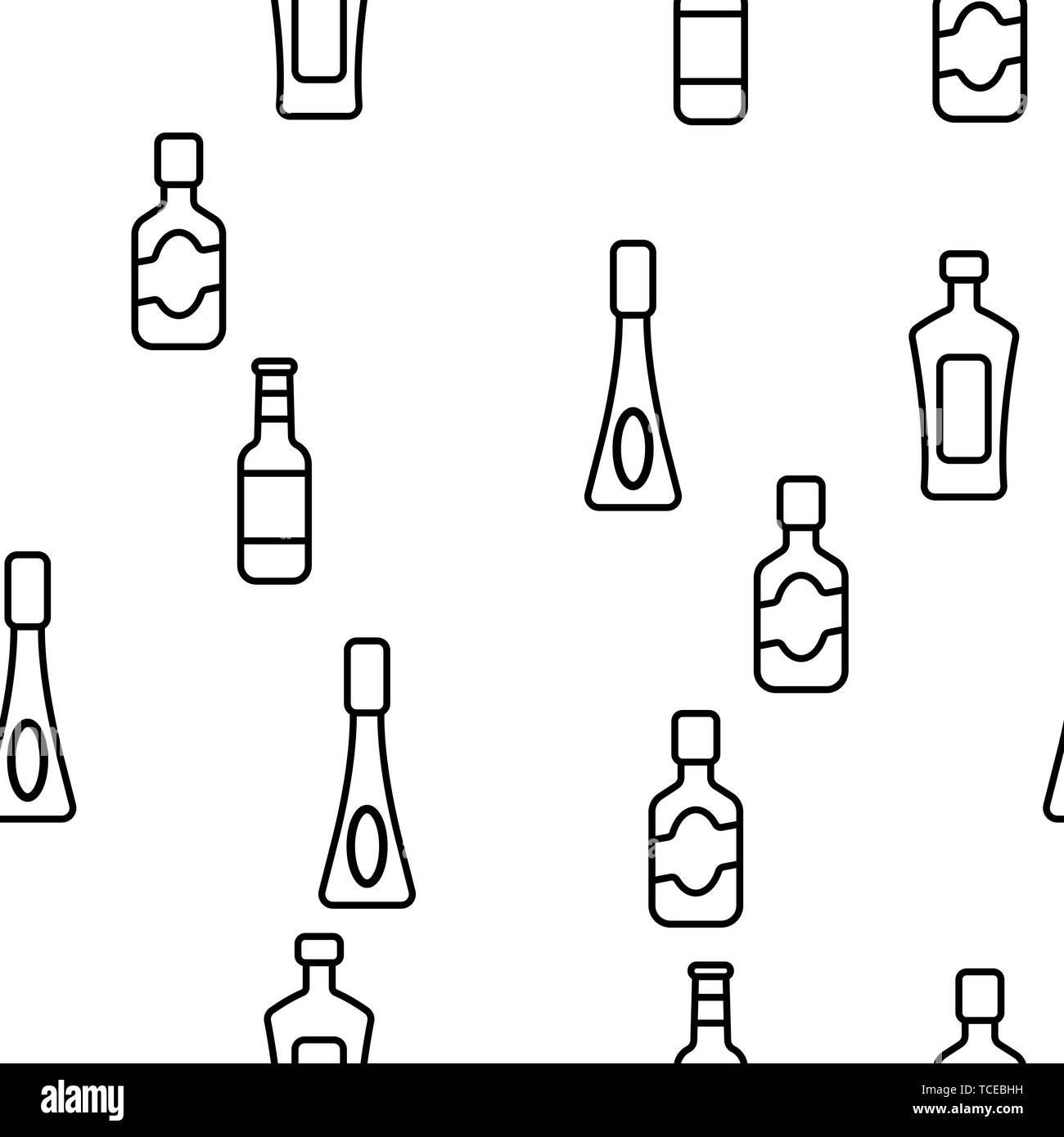 Glass Bottles Linear Vector Seamless Pattern Stock Vector Image & Art ...