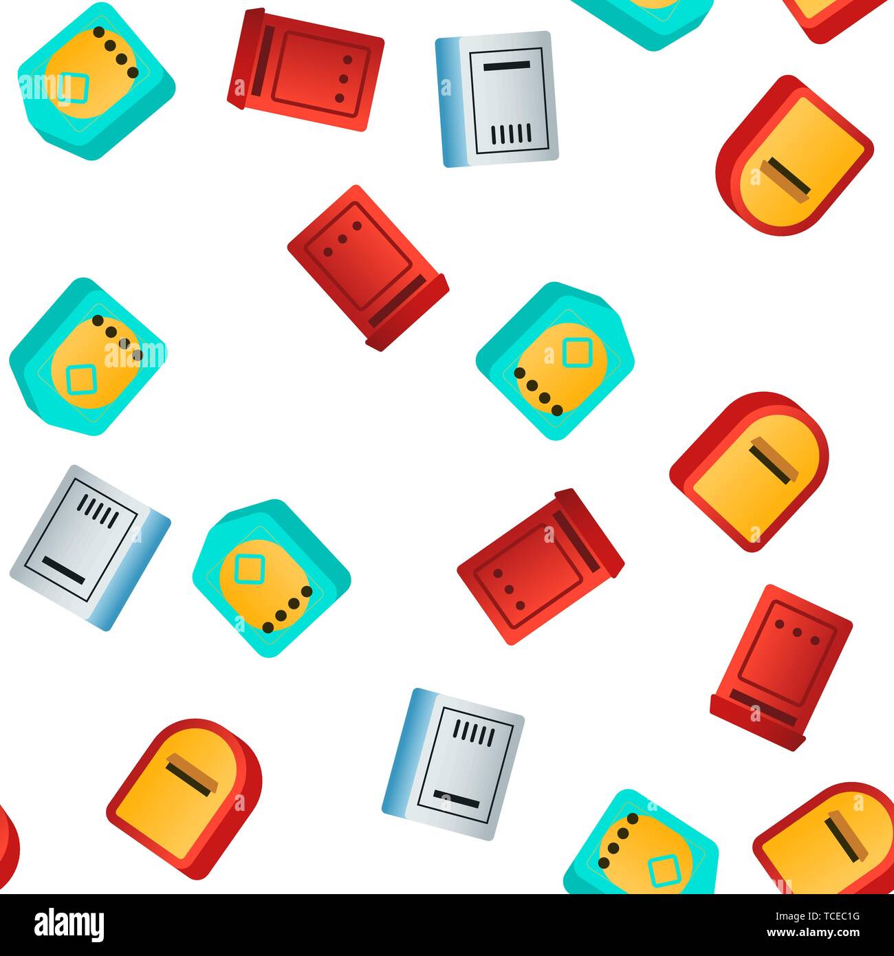 Mail Box, Post Linear And Flat Vector Seamless Pattern Stock Vector ...