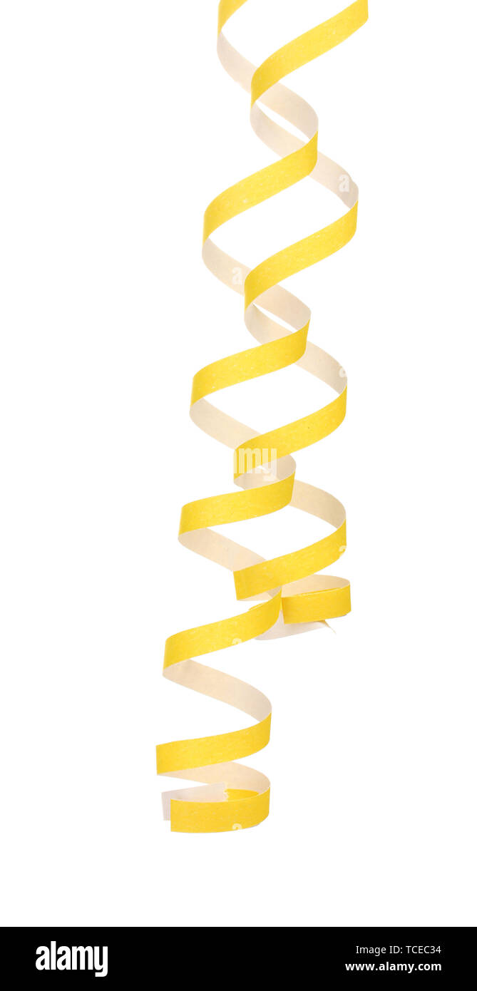 yellow streamer isolated on white Stock Photo - Alamy