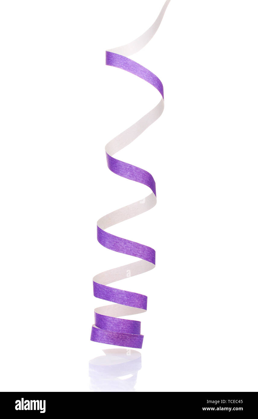 purple streamer isolated on white Stock Photo - Alamy