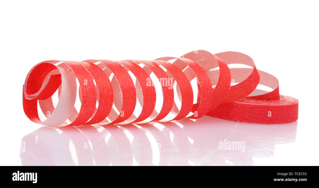 red streamer isolated on white Stock Photo - Alamy