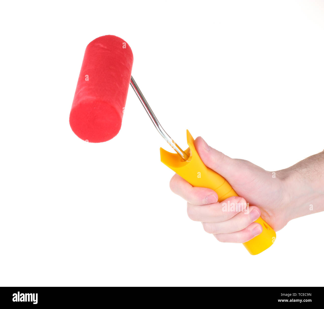 Man roller in hand Cut Out Stock Images & Pictures - Alamy