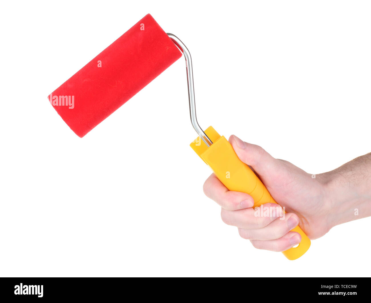 Man roller in hand Cut Out Stock Images & Pictures - Alamy