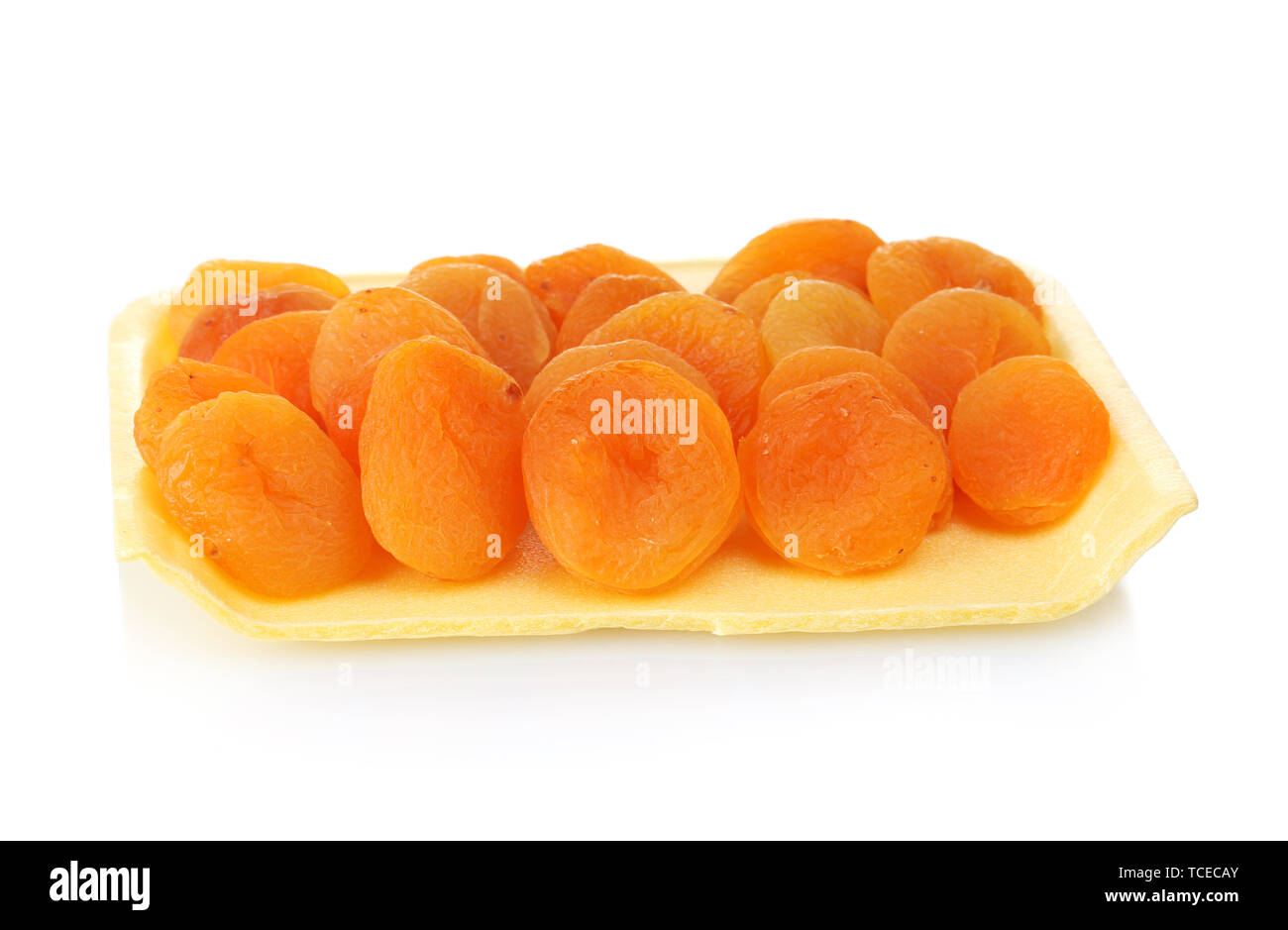 delicious dried apricots in packaging isolated on white Stock Photo - Alamy