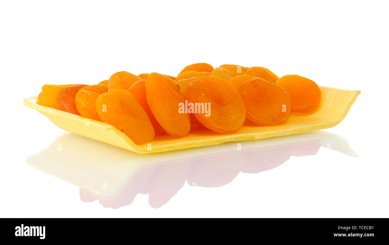 delicious dried apricots in packaging isolated on white Stock Photo - Alamy
