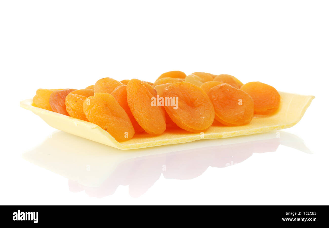 delicious dried apricots in packaging isolated on white Stock Photo - Alamy