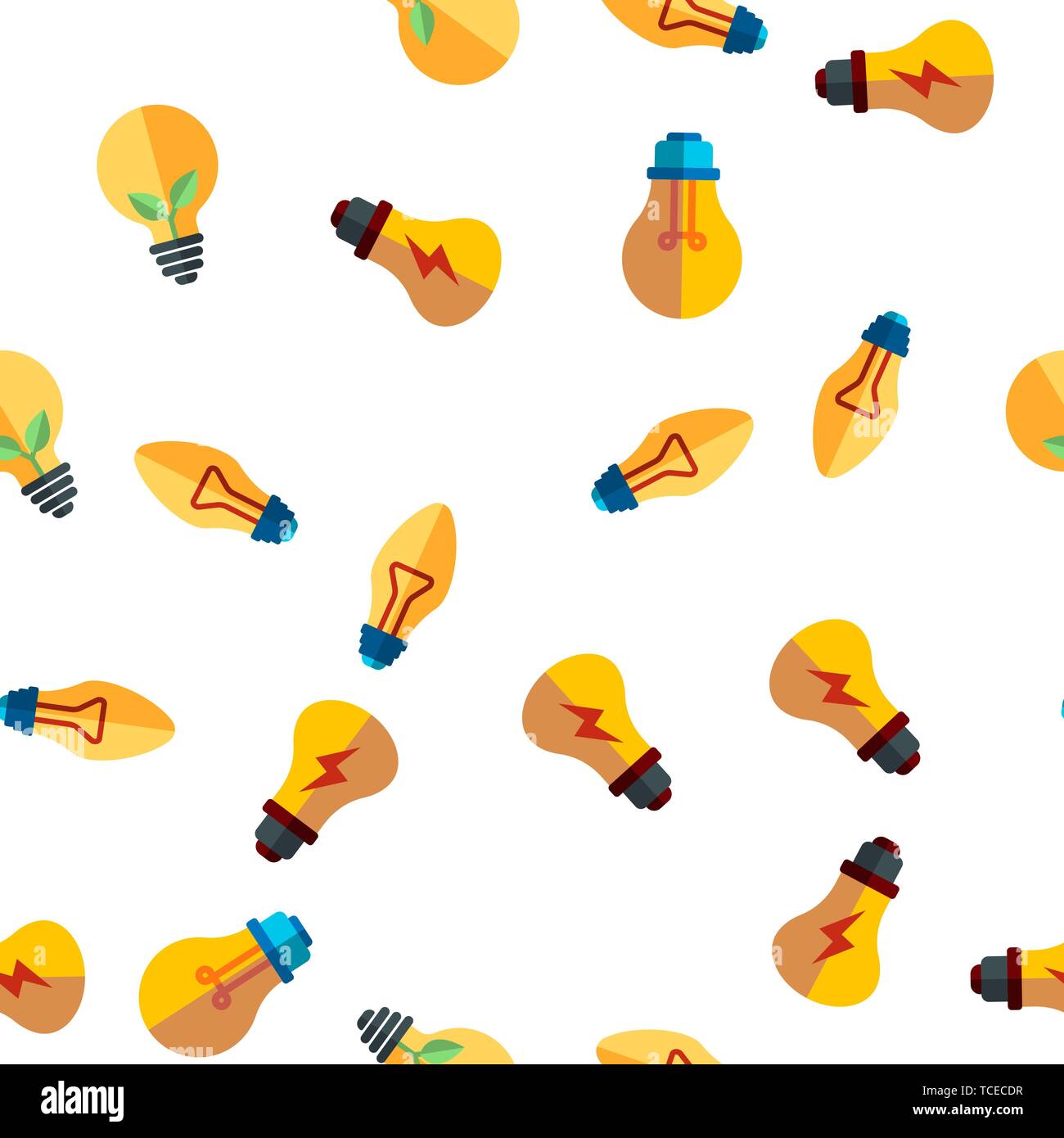 Light Bulbs Flat And Linear Icons Vector Seamless Pattern Stock Vector ...