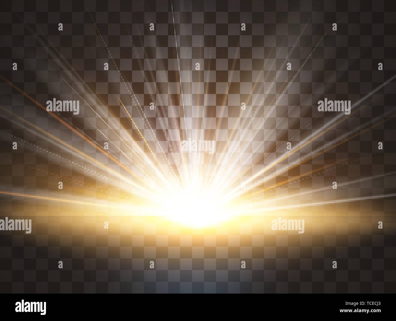 Sunrise, dawn. Vector transparent sunlight. Special lens flare light ...