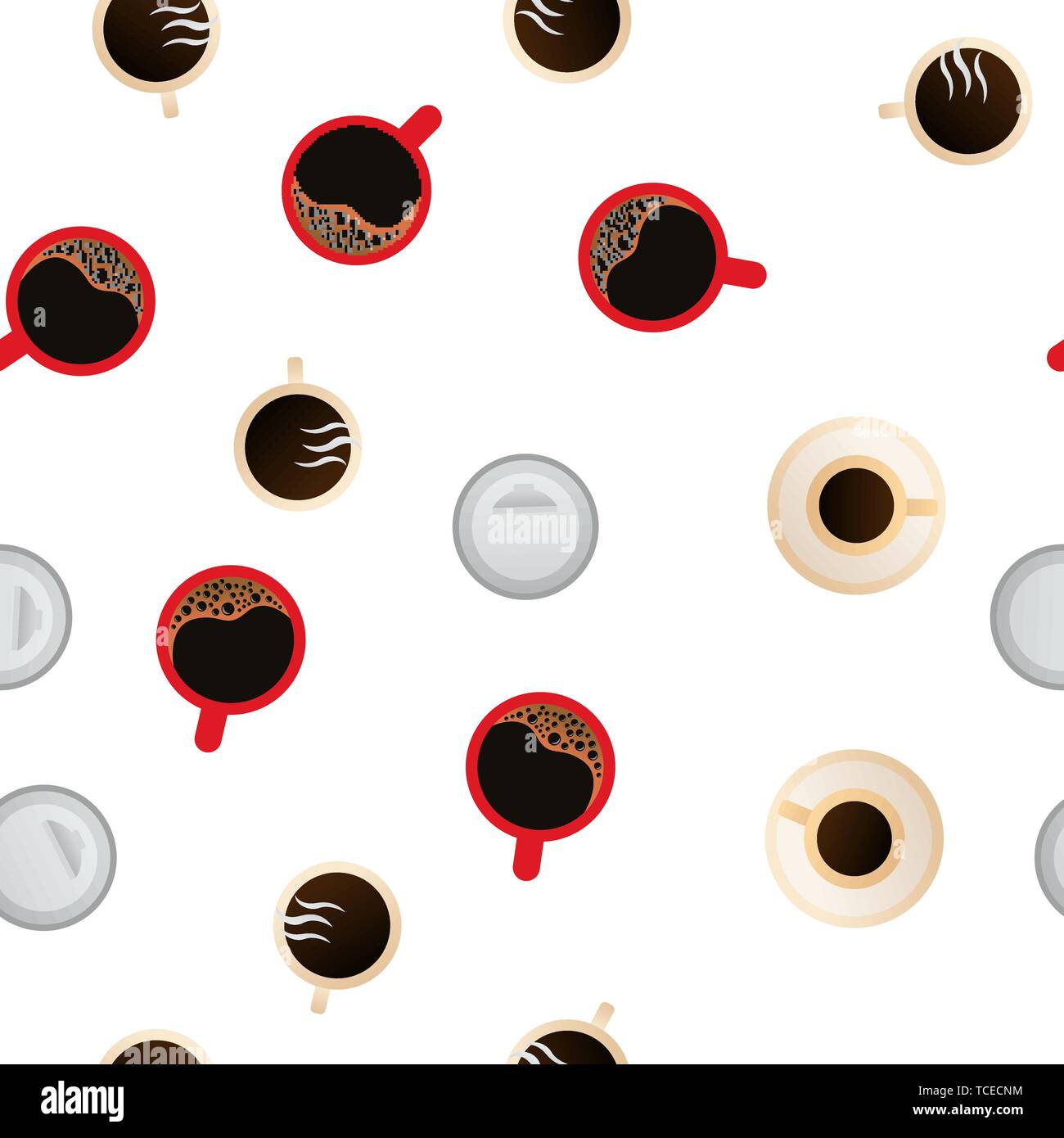 Coffee Mugs Top View Vector Seamless Pattern Stock Vector Image & Art ...