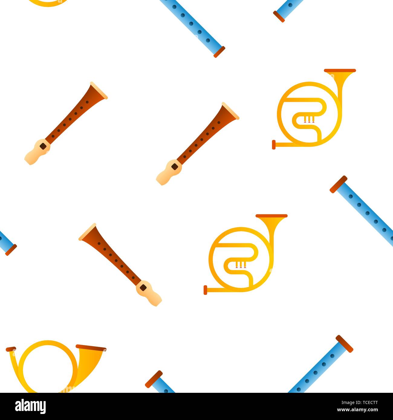 Wind Musical Instruments Vector Seamless Pattern Stock Vector Image ...