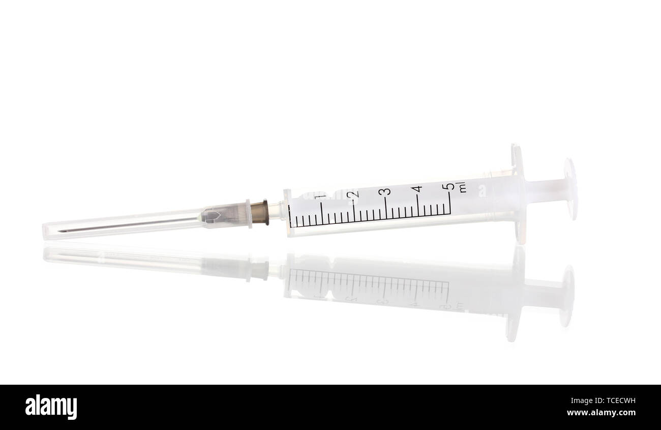 Syringe isolated on white Stock Photo - Alamy