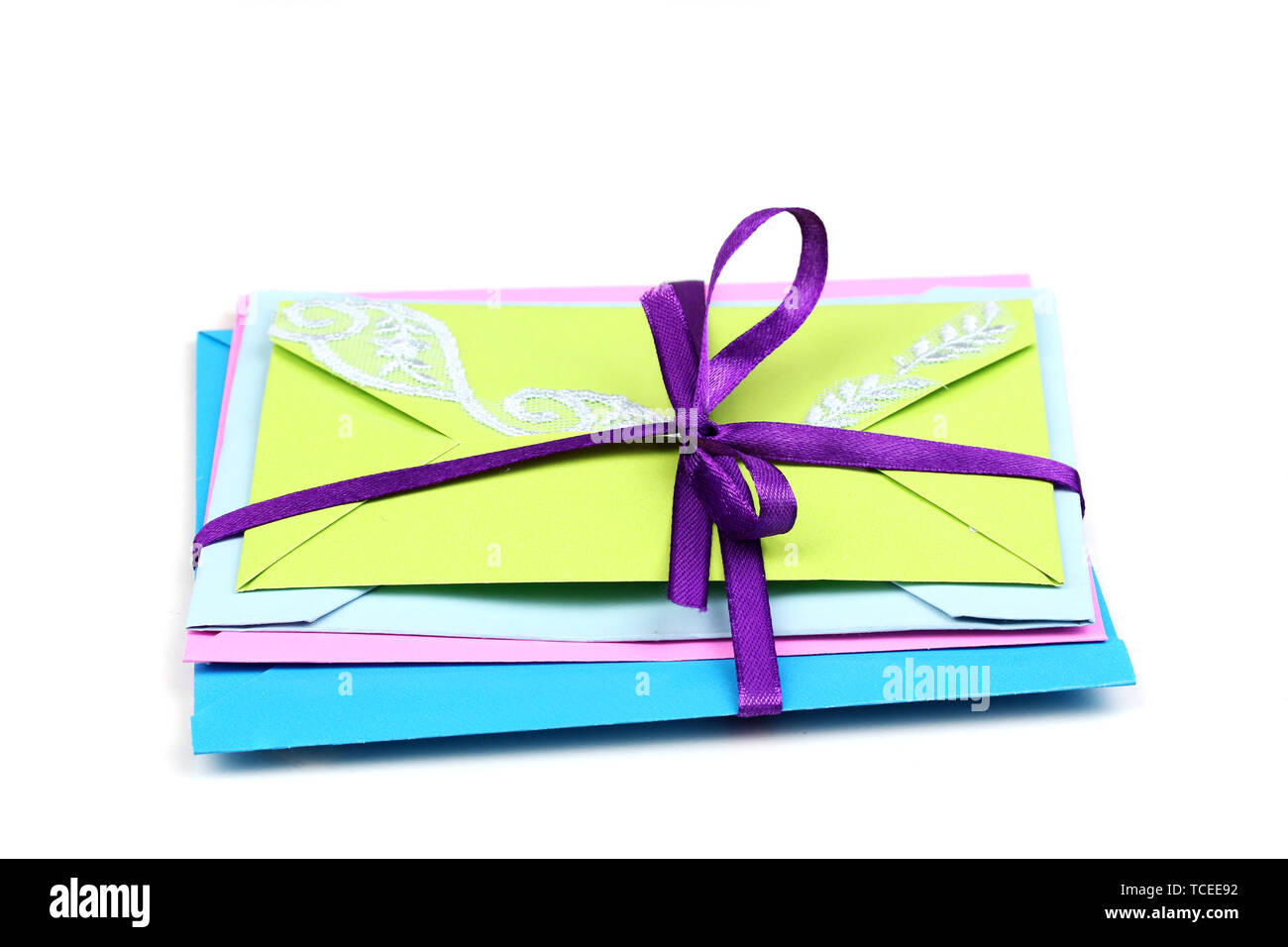 Stack of envelopes ribbon hi-res stock photography and images - Alamy