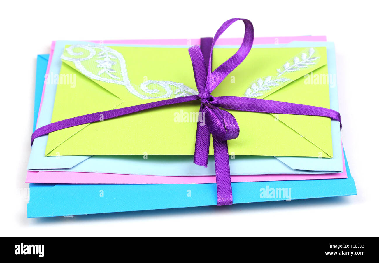 Stack of envelopes ribbon hi-res stock photography and images - Alamy