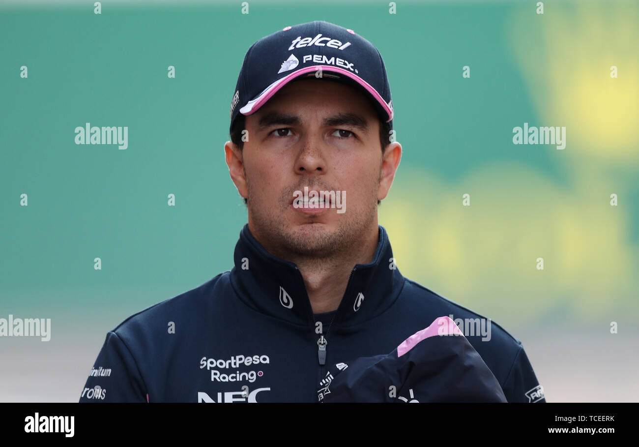 Racing Point Sergio Perez during second practice at the Circuit de ...