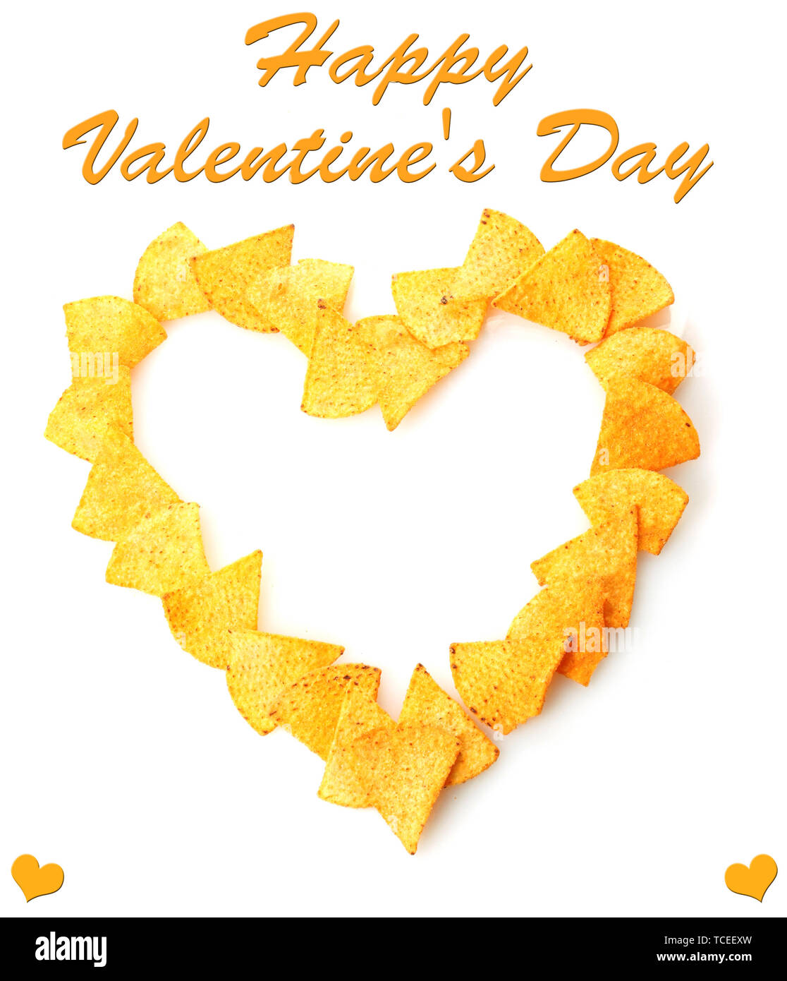Delicious potato chips heart shape isolated on white Stock Photo - Alamy