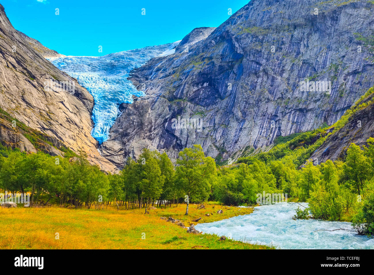 Briksdalsbreen glacier norway scandinavia europe hi-res stock ...
