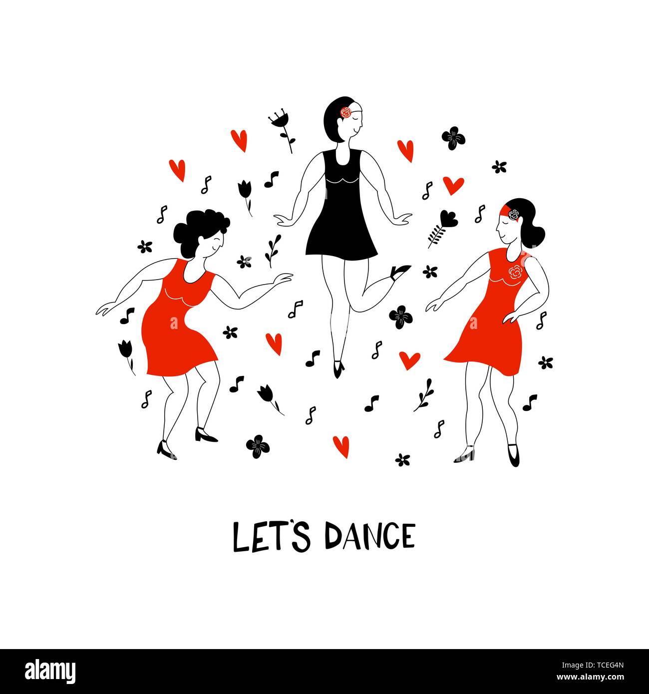 Cartoon drawing happy woman dancing hi-res stock photography and images ...