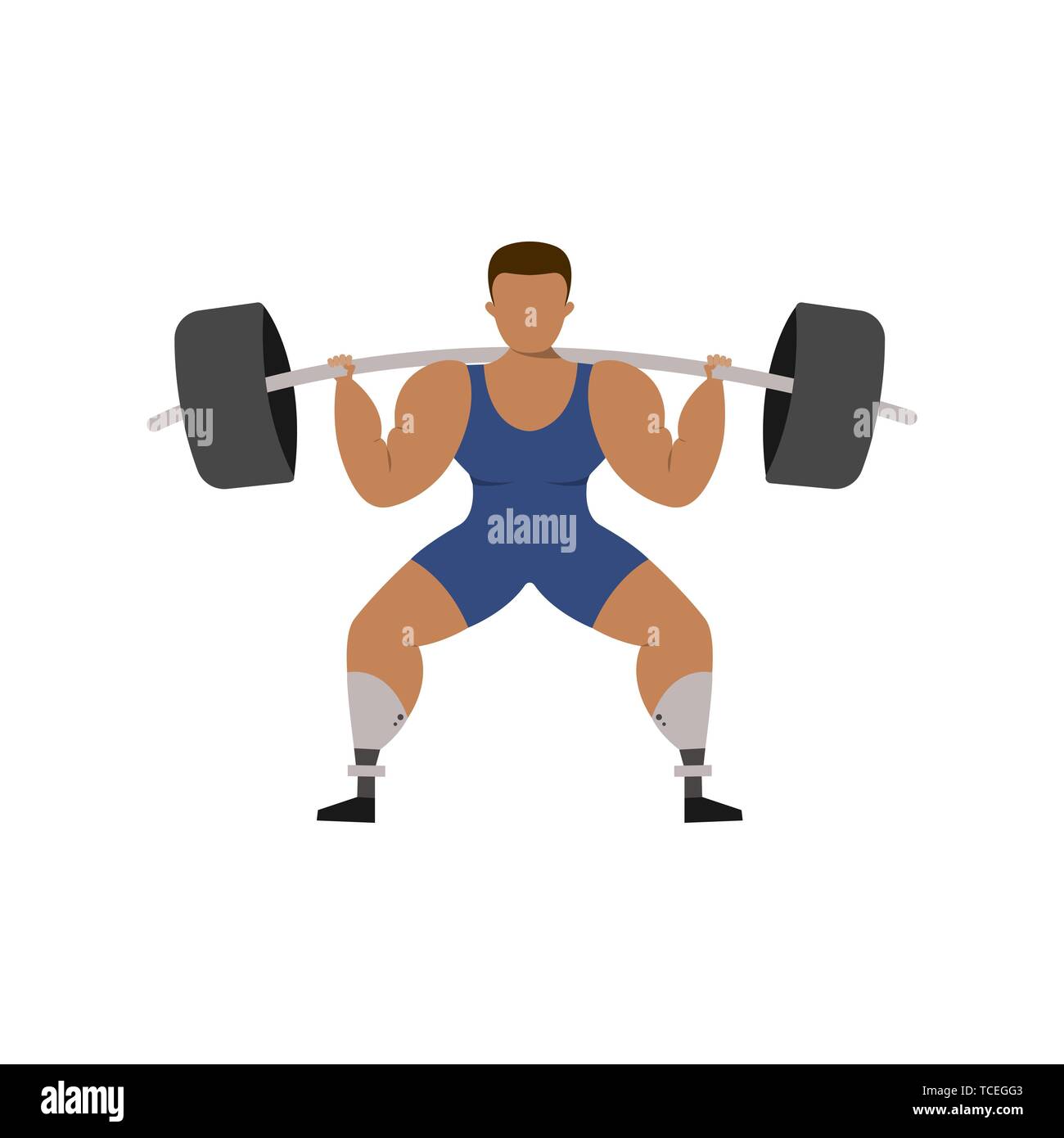 Weightlifter with legs bioprosthesis on a white background. Paralympic ...