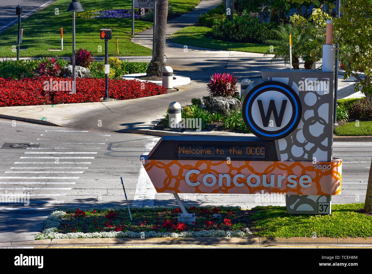 Orlando, Florida. January 12, 2019. West Concourse sign at ...