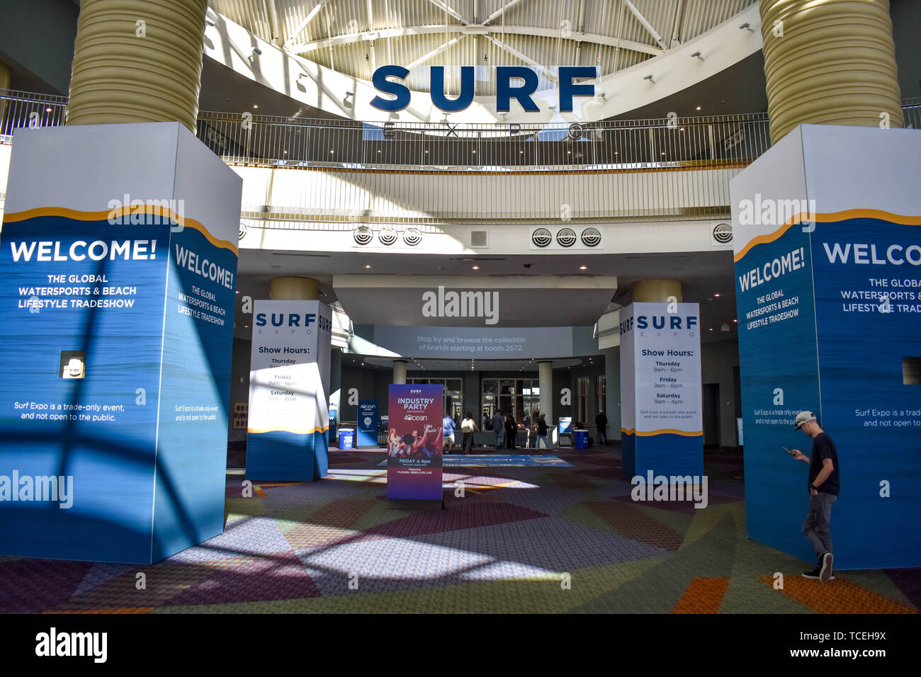 Orlando, Florida. January 12, 2019, Surf Expo main entrance in Orlando ...