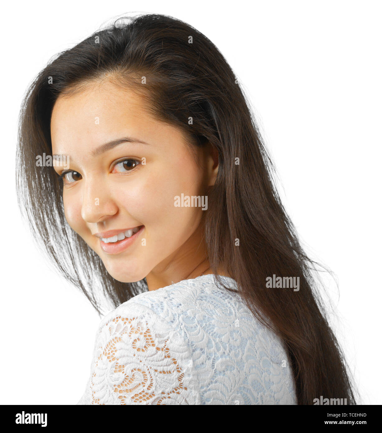 beautiful woman on white background Stock Photo - Alamy